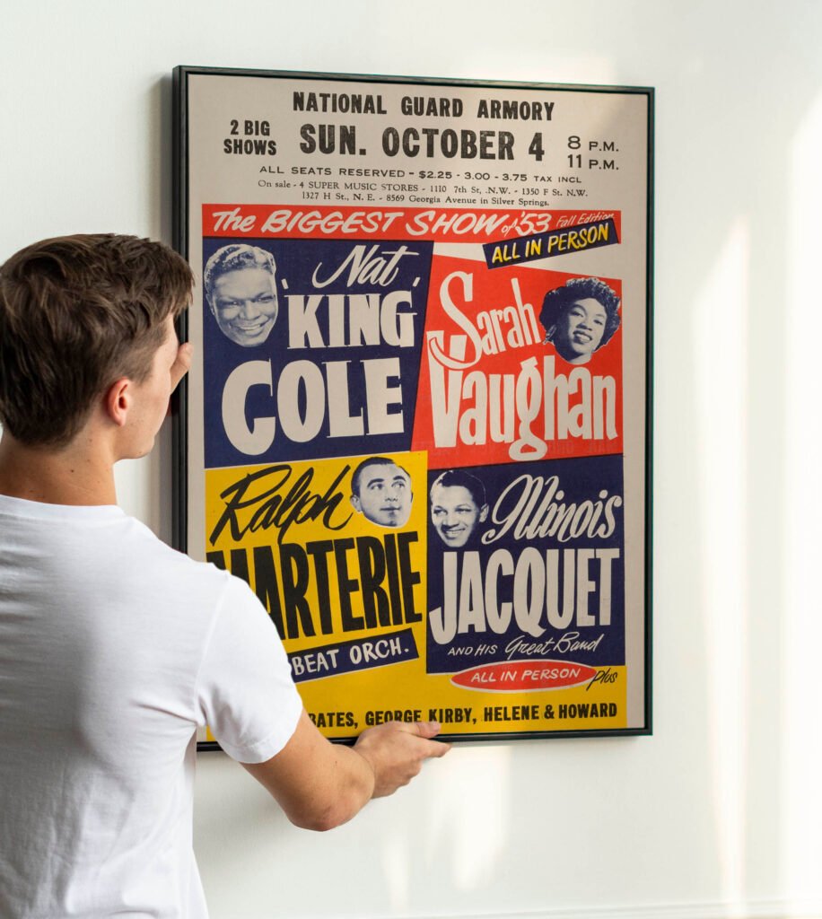 Nat King Cole and Sarah Vaughn National Guard Armory Concert Poster ...