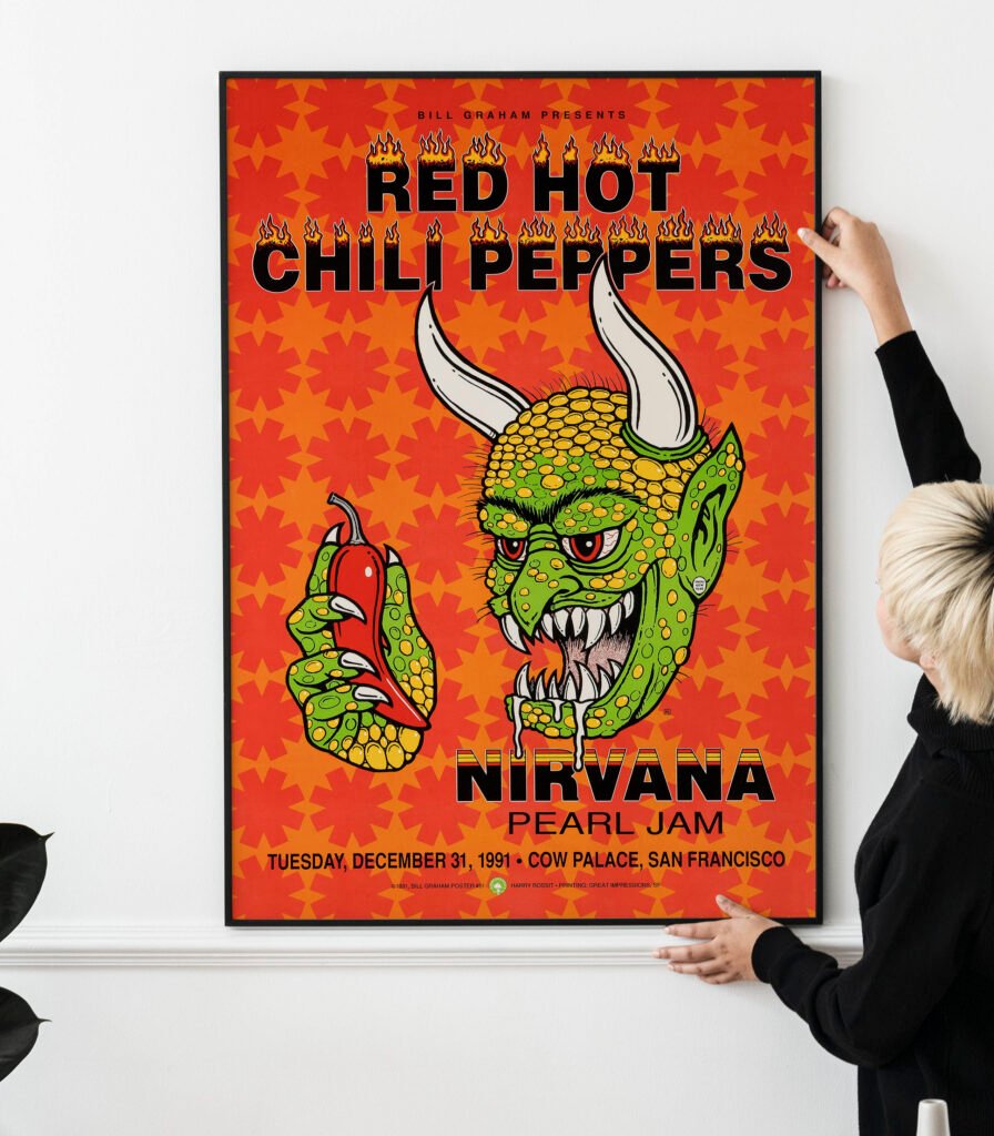 Nirvana, Pearl Jam, Red Hot Chili Peppers 1991 S.F. Poster – pulpposter.com