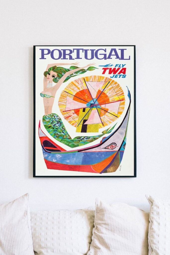 Vintage 1950s Mid-Century Pan Am Airlines Portugal Travel Advertisement ...
